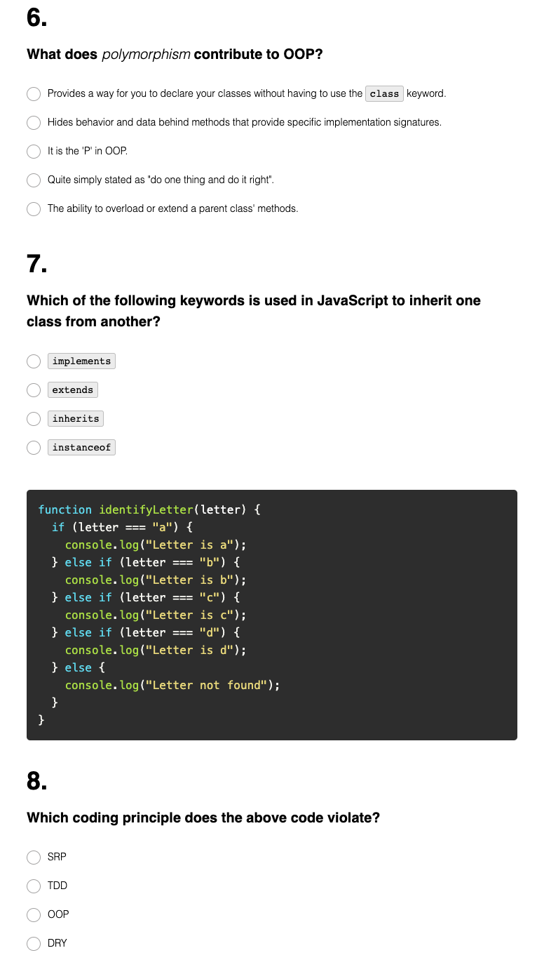 What does polymorphism contribute to OOP? Provides a | Chegg.com