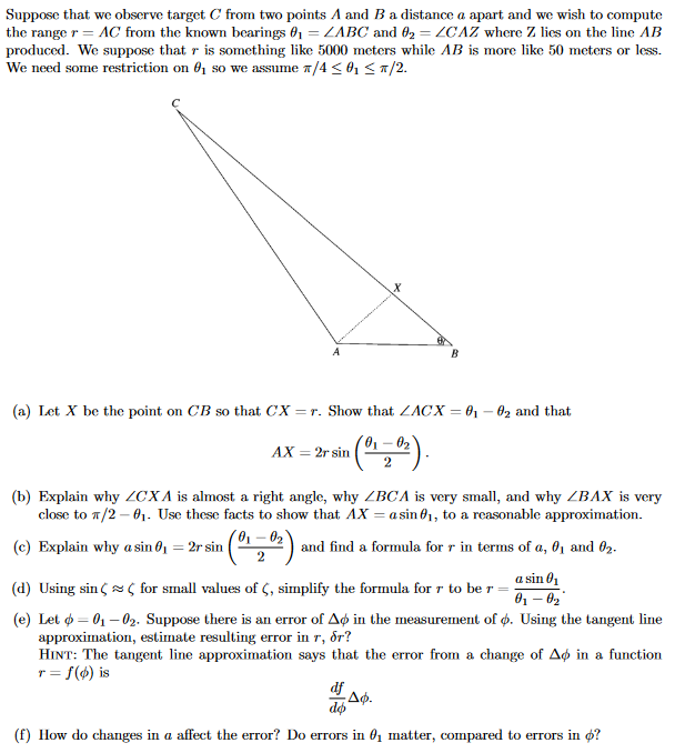 Suppose that we observe target C from two points A | Chegg.com
