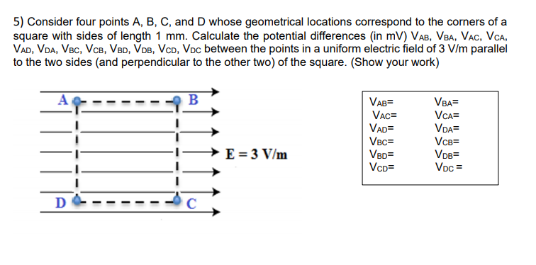 Solved 5) Consider four points A, B, C, and D whose | Chegg.com