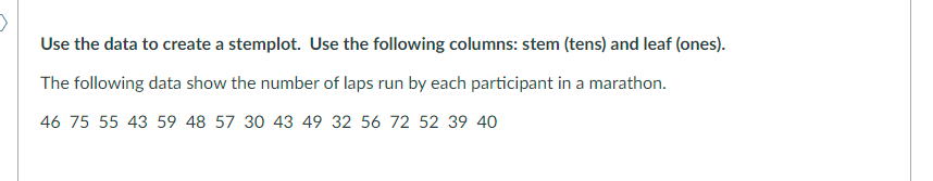 Solved > Use the data to create a stemplot. Use the | Chegg.com