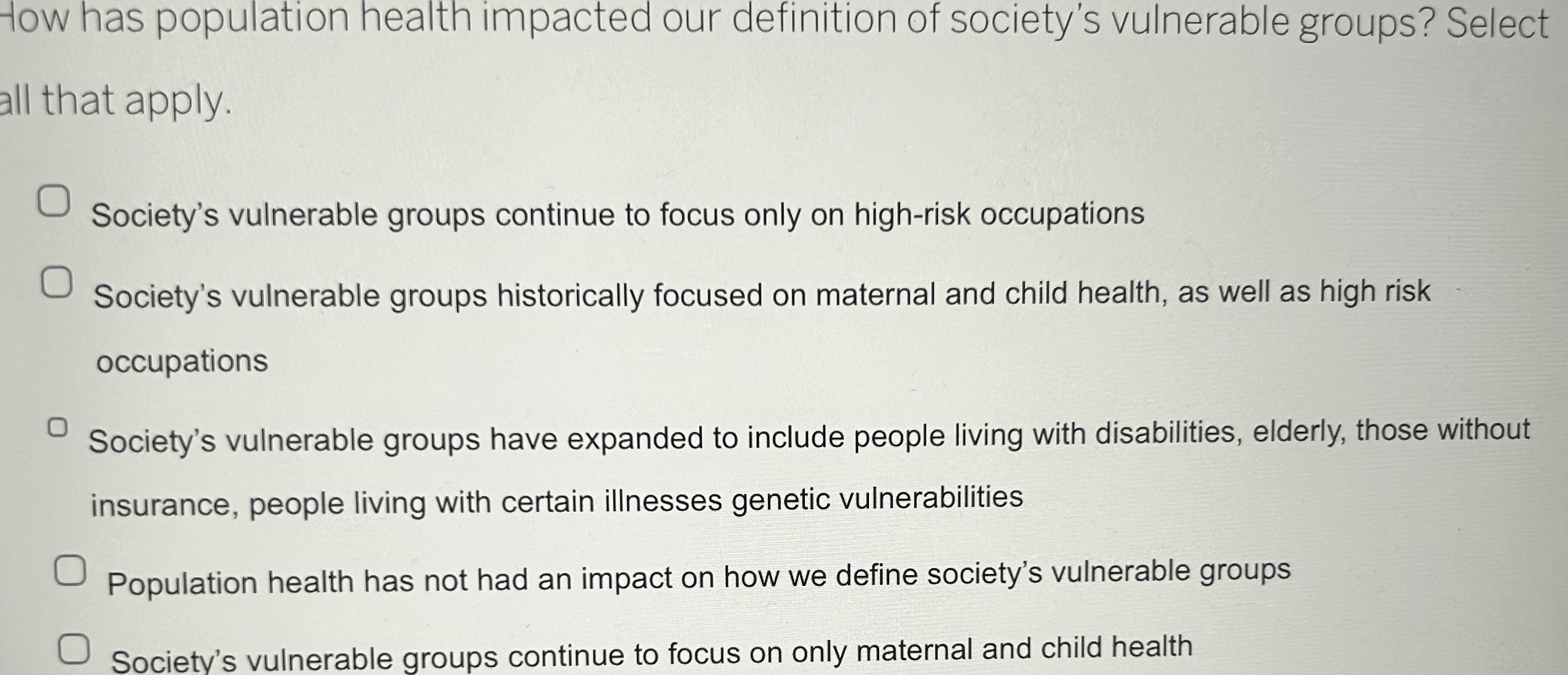 Solved How has population health impacted our definition of | Chegg.com