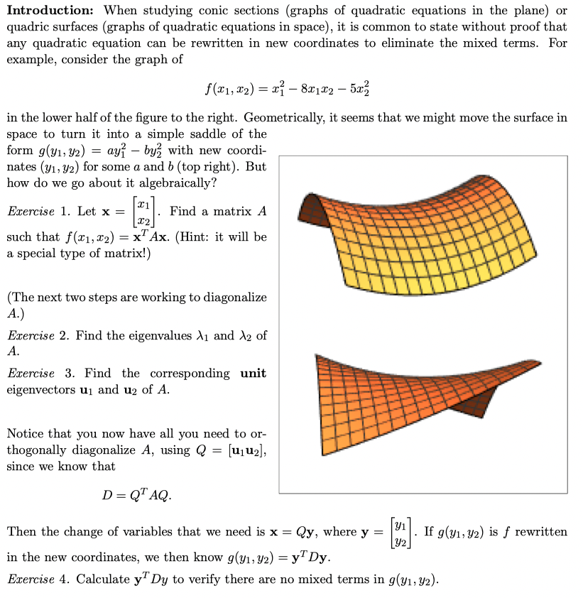 Solved = Introduction: When studying conic sections (graphs | Chegg.com