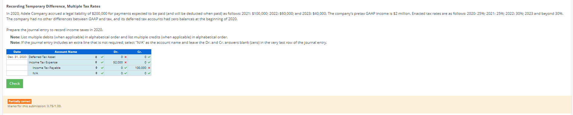Solved Recording Temporary Difference, Multiple Tax Rates | Chegg.com