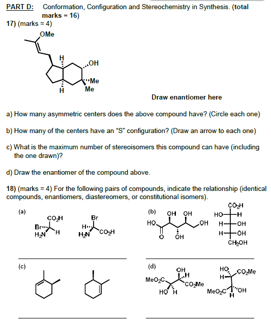 Solved PART D: Conformation, Configuration and | Chegg.com