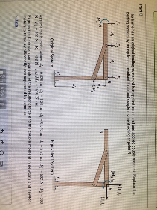 Solved Part B The frame has an original loading system of | Chegg.com