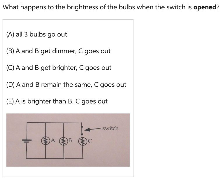 Solved What happens to the brightness of the bulbs when the | Chegg.com