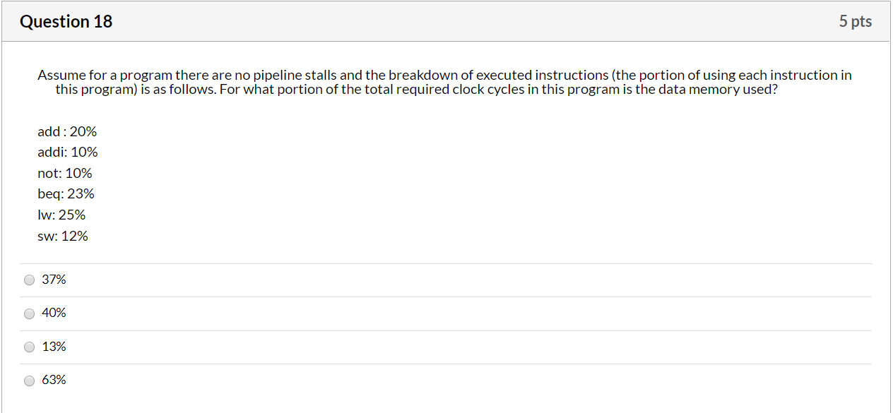 Solved Question 18 5 pts Assume for a program there are no | Chegg.com