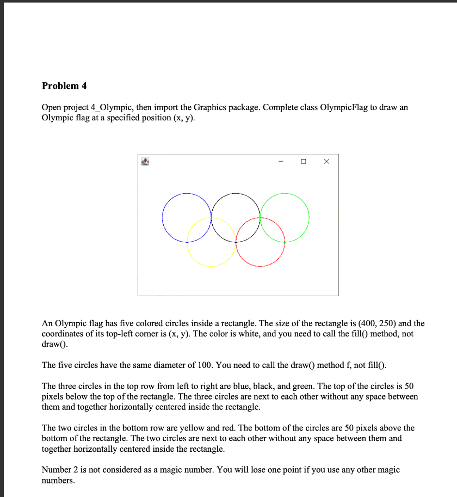 Solved public class OlympicFlag { public static final | Chegg.com Solved public class OlympicFlag { public static final | Chegg.com
