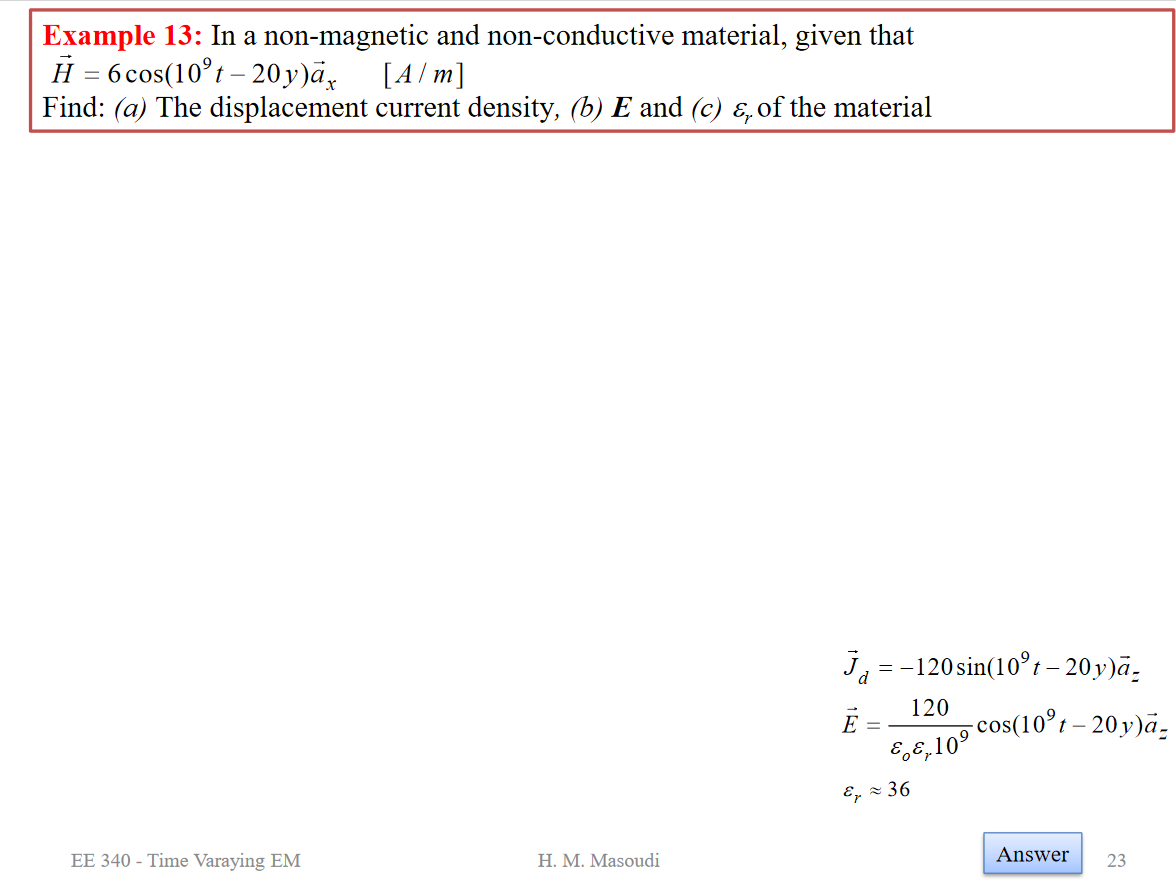 Solved Example 13: In a non-magnetic and non-conductive | Chegg.com