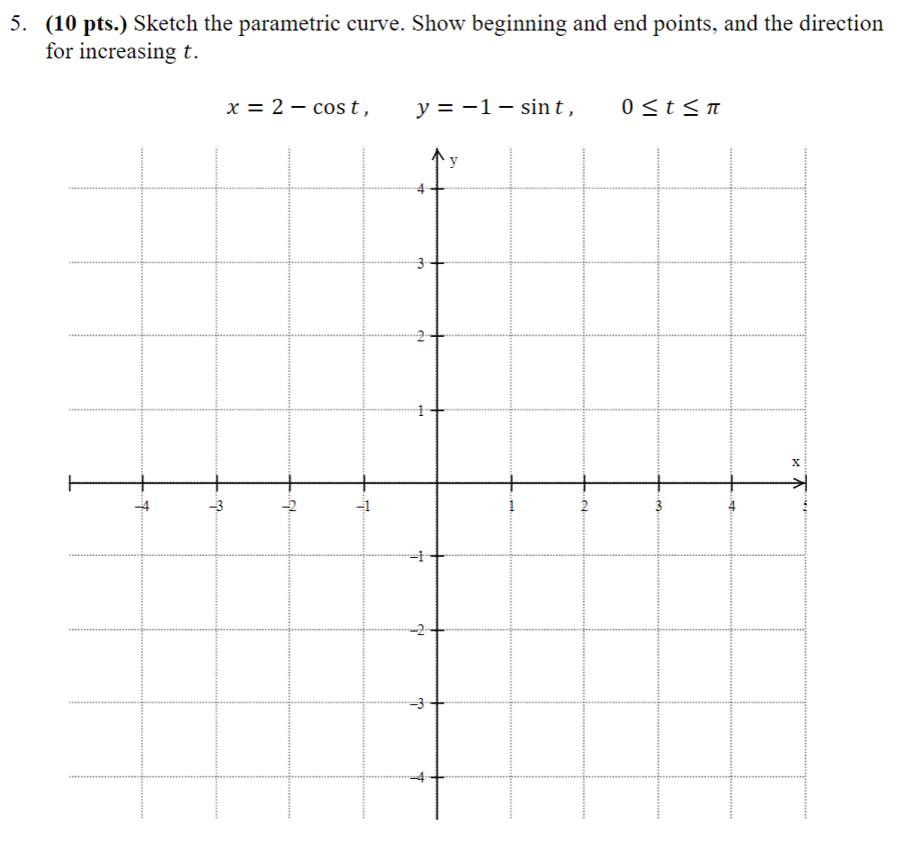 Solved 5. (10 pts.) Sketch the parametric curve. Show | Chegg.com