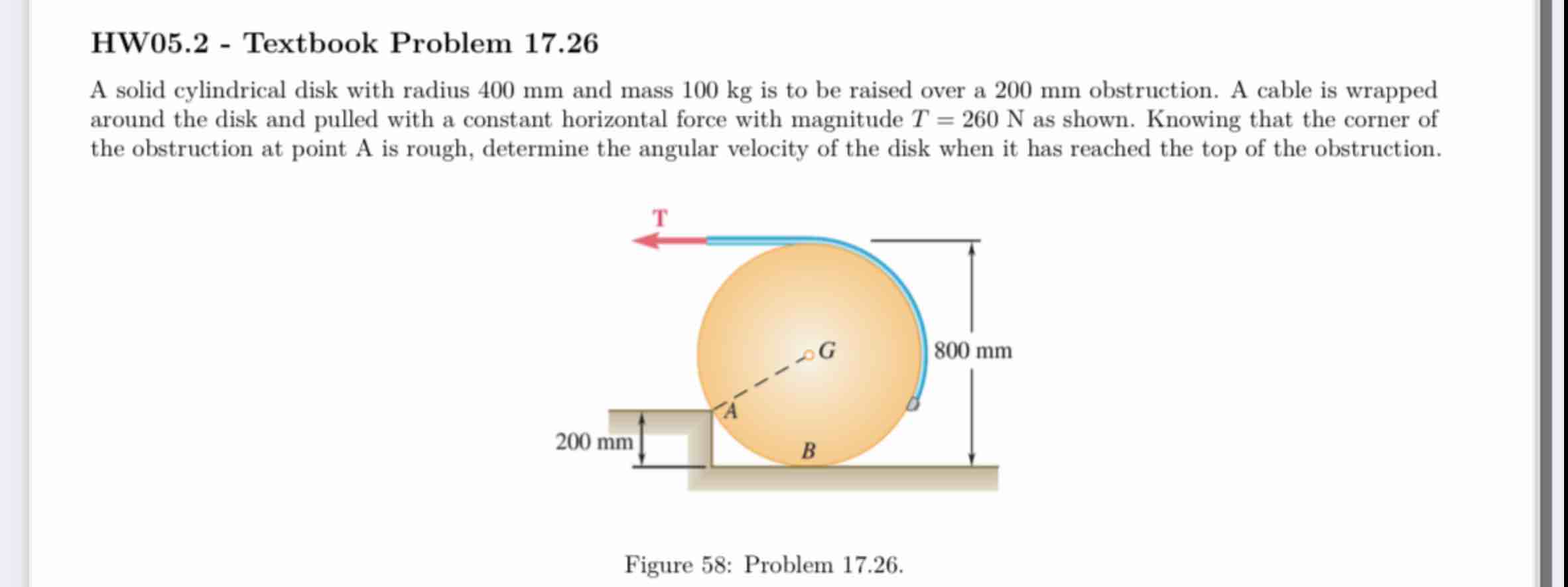 Solved HW05.2 - ﻿Textbook Problem 17.26A solid cylindrical | Chegg.com