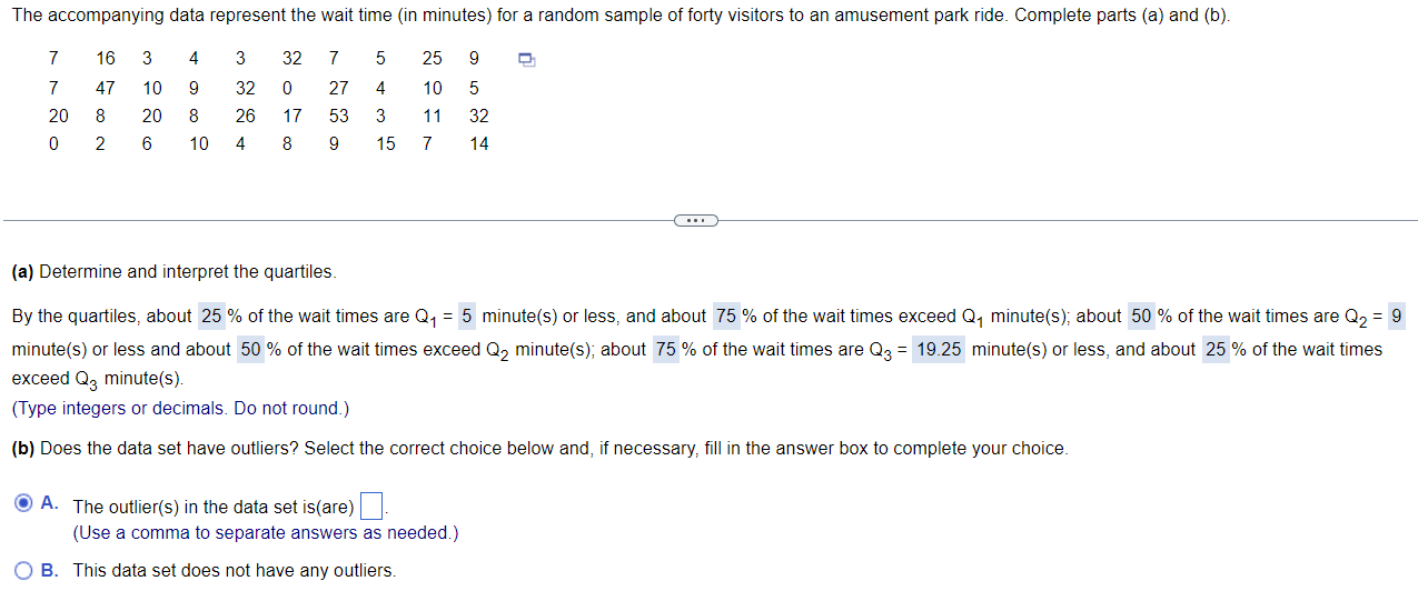 Solved (a) Determine and interpret the quartiles. By the | Chegg.com