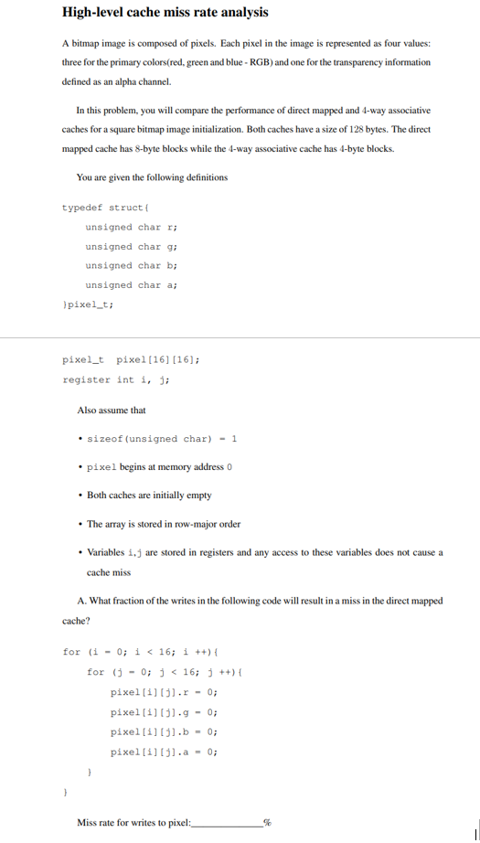 Solved High-level cache miss rate analysisA bitmap image is | Chegg.com