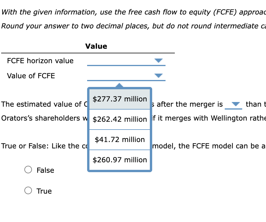 Solved 6. Merger analysis - Free cash flow to equity (FCFE) | Chegg.com