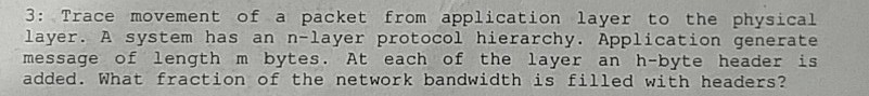 Solved 3: Trace movement of a packet from application layer | Chegg.com