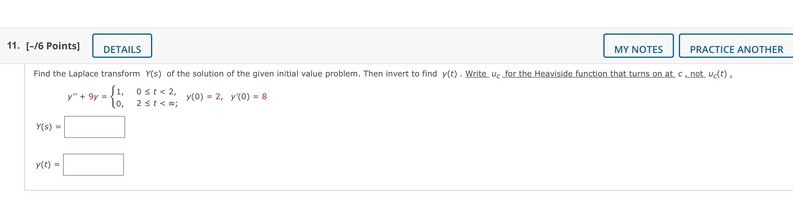 Solved 11. [-16 Points] DETAILS MY NOTES PRACTICE ANOTHER | Chegg.com