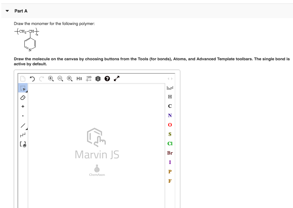 Solved Part A Draw the monomer for the following polymer: | Chegg.com