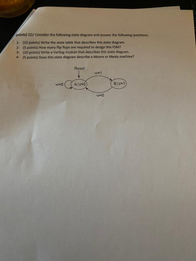 Solved points) Q3/ Consider the following state diagram and | Chegg.com