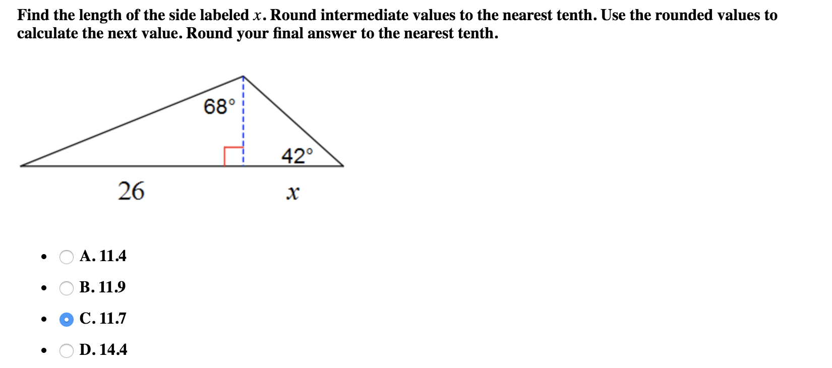 Solved Find the length of the side labeled x. Round | Chegg.com