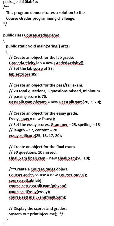 Solved public class Course Grades { // data fields private | Chegg.com