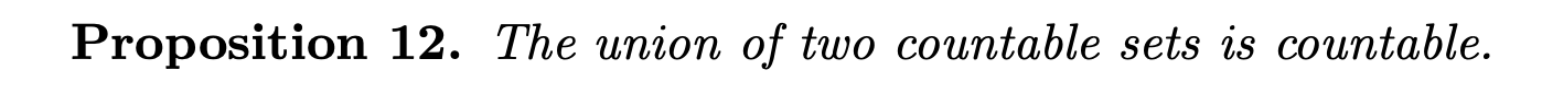 Solved Proposition 12. The union of two countable sets is | Chegg.com