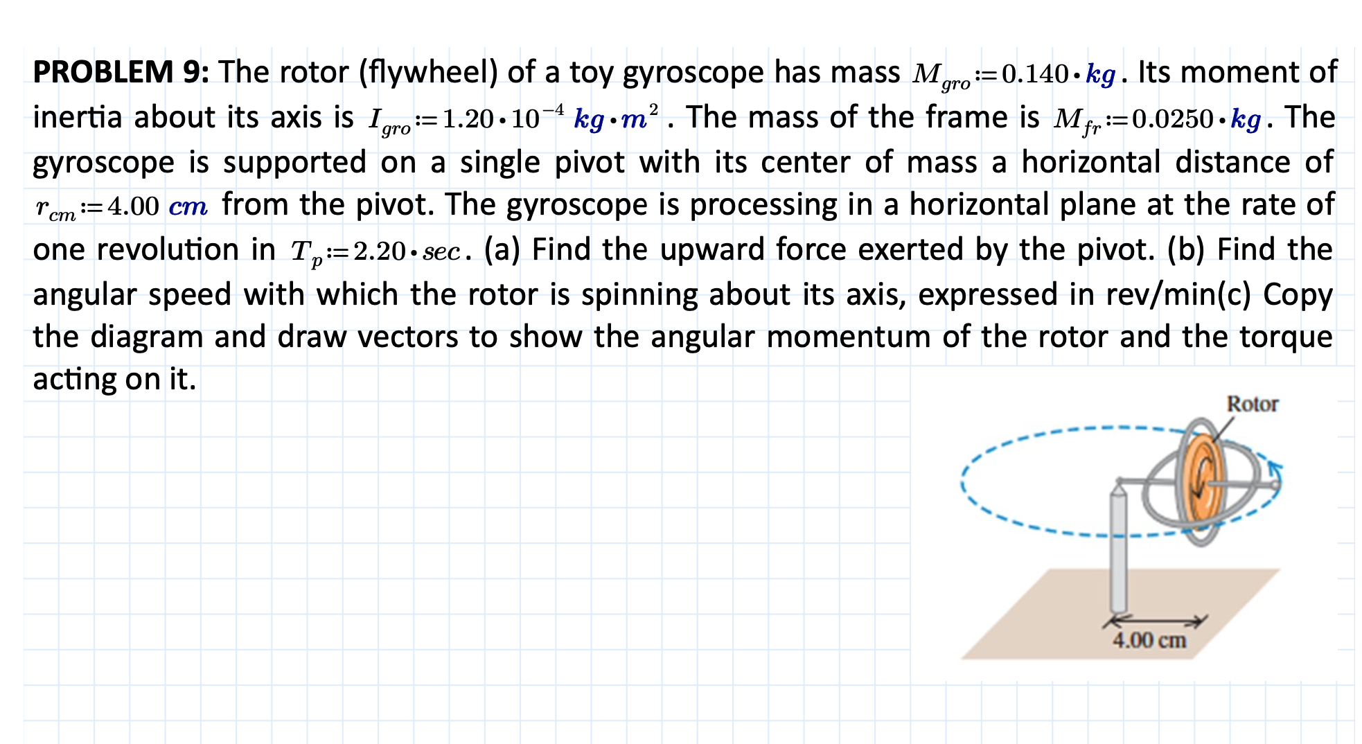 Solved PROBLEM 9: The rotor (flywheel) of ﻿a toy gyroscope | Chegg.com