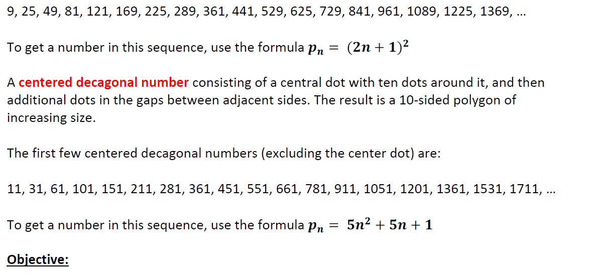 Solved Centered polygonal numbers are a series of numbers in | Chegg.com