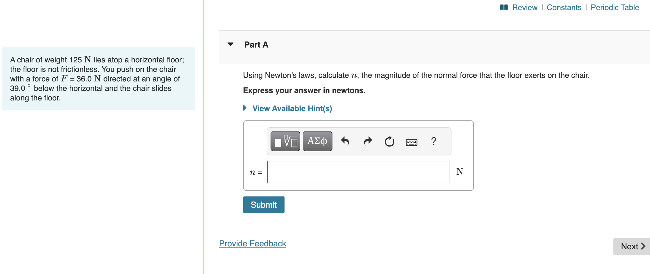 Solved Review I Constants I Periodic TableA chair of weight | Chegg.com