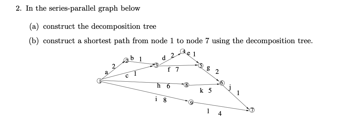 Solved 2 In The Series Parallel Graph Below A Construct 