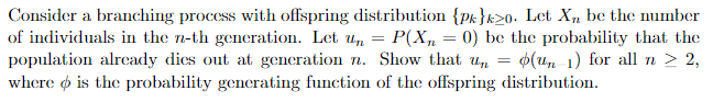Solved Consider a branching process with offspring | Chegg.com