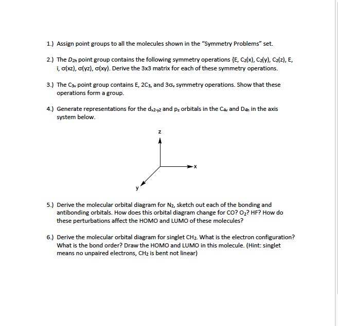 Solved 2.) The D2h point group contains the following | Chegg.com