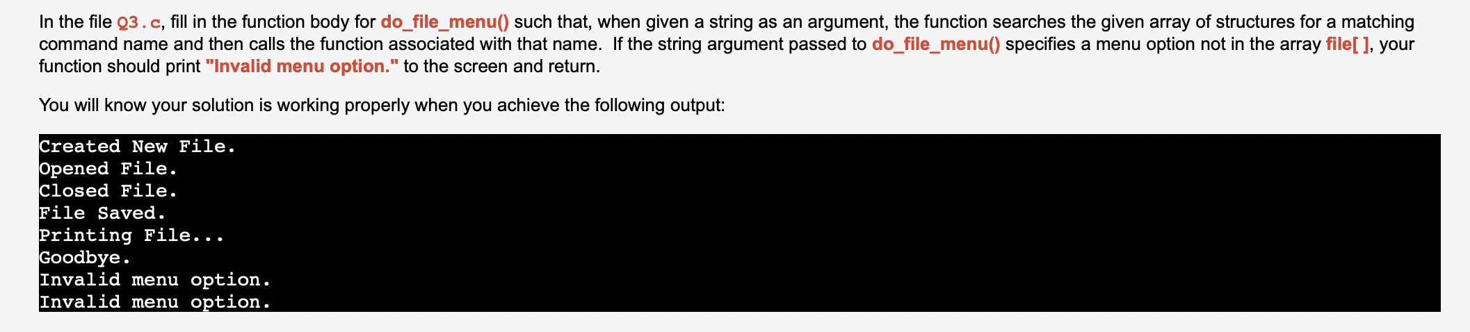 Solved In the file Q3.c, fill in the function body for | Chegg.com