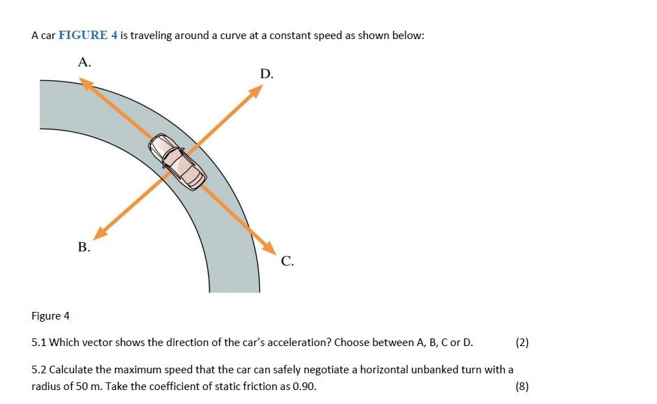 Solved A car FIGURE 4 is traveling around a curve at a | Chegg.com
