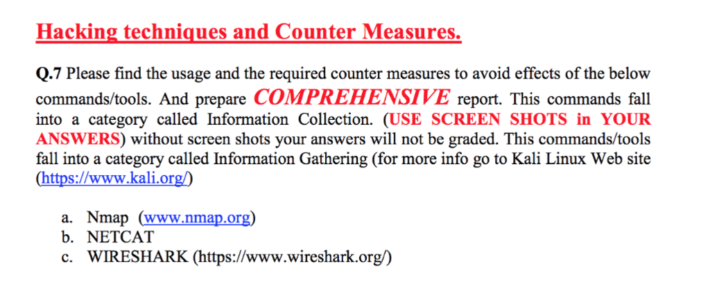 Solved Hacking techniques and Counter Measures. Q.7 Please | Chegg.com