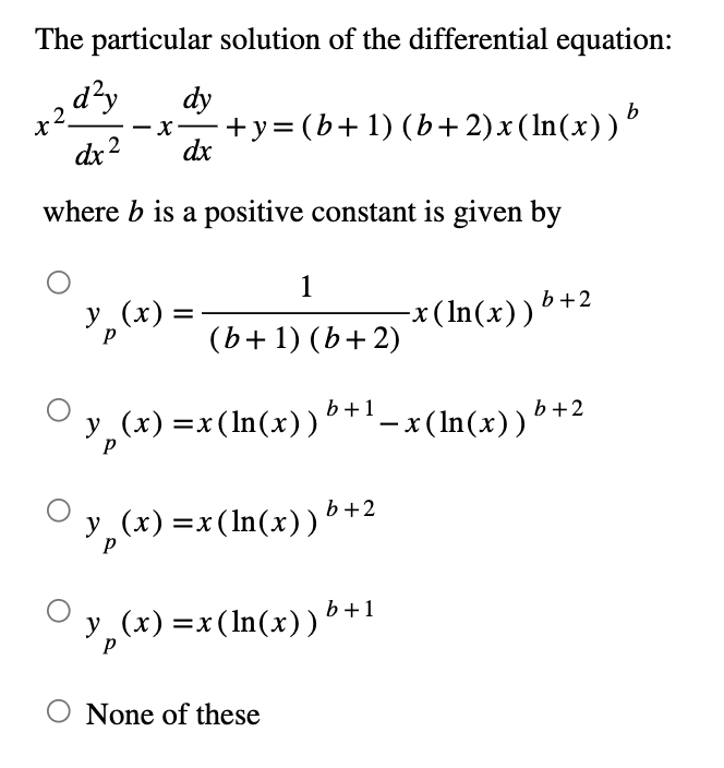 Solved The particular solution of the differential equation: | Chegg.com