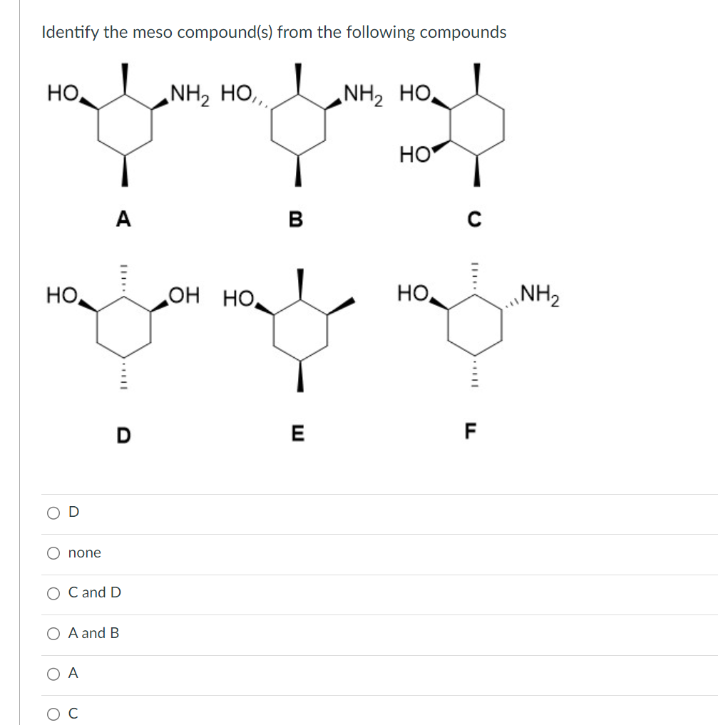 Solved Identify the meso compound(s) from the following | Chegg.com