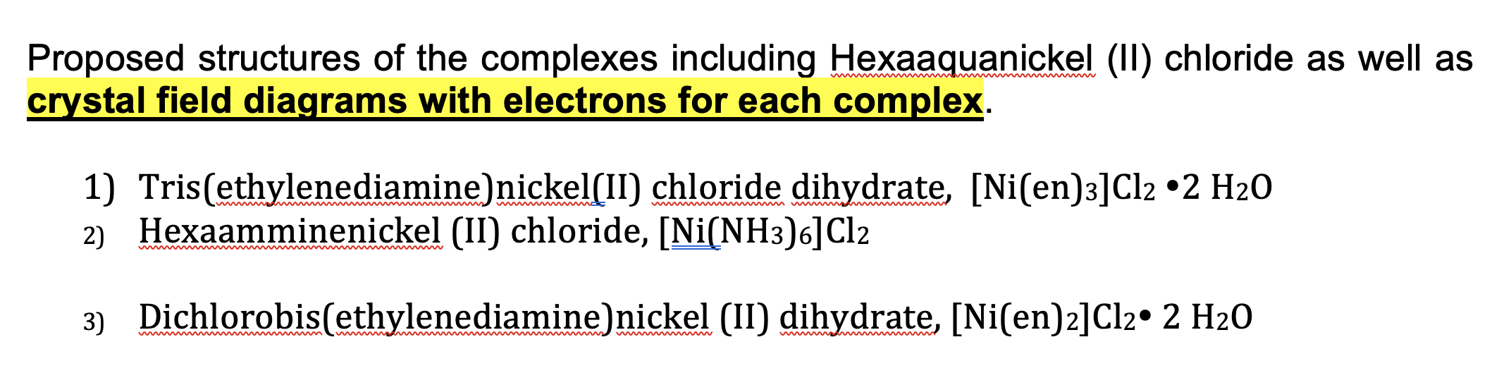 Solved Proposed structures of the complexes including | Chegg.com