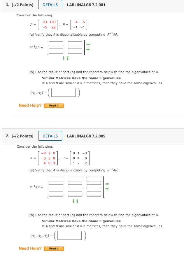 Solved 1. [-12 Points] DETAILS LARLINALG8 7.2.001. Consider | Chegg.com