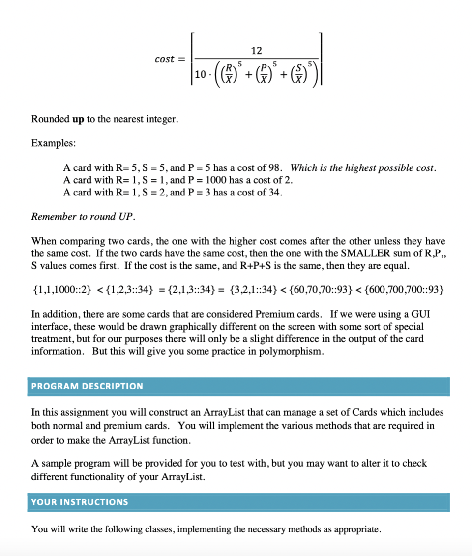 Solved CS145 - PROGRAMMING ASSIGNMENT CARD ARRAY LIST | Chegg.com