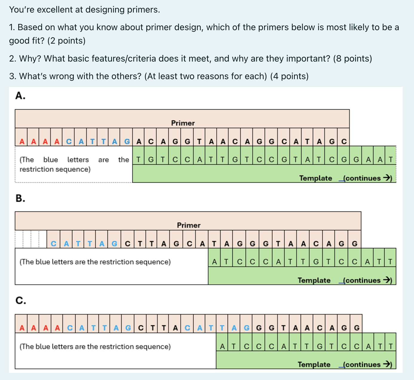 Solved You're excellent at designing primers.Based on what | Chegg.com