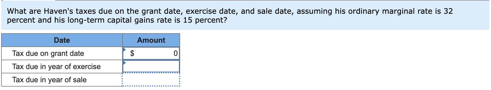 Solved Haven Received 200 NQOs each Option Gives Him The Chegg