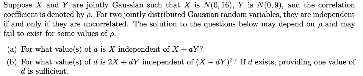 Solved Suppose X and Y are jointly Gaussian such that X is | Chegg.com