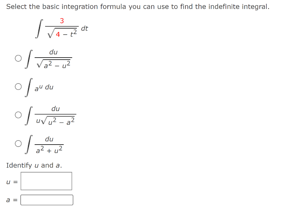 Solved Select the basic integration formula you can use to | Chegg.com