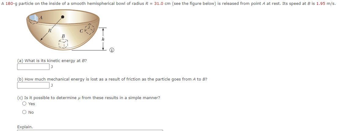 Solved 180−g particle on the inside of a smooth | Chegg.com