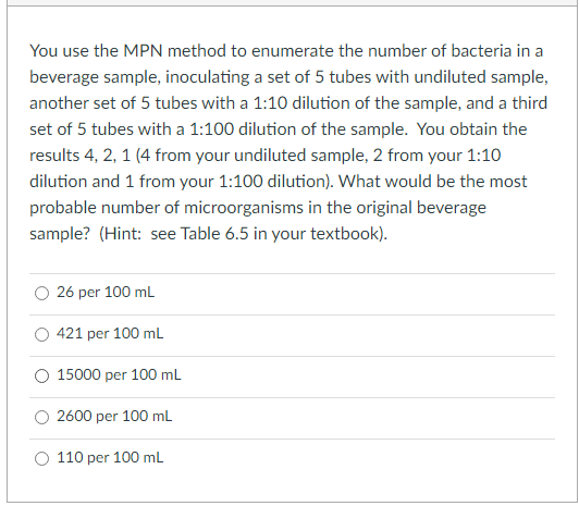 Solved You use the MPN method to enumerate the number of | Chegg.com