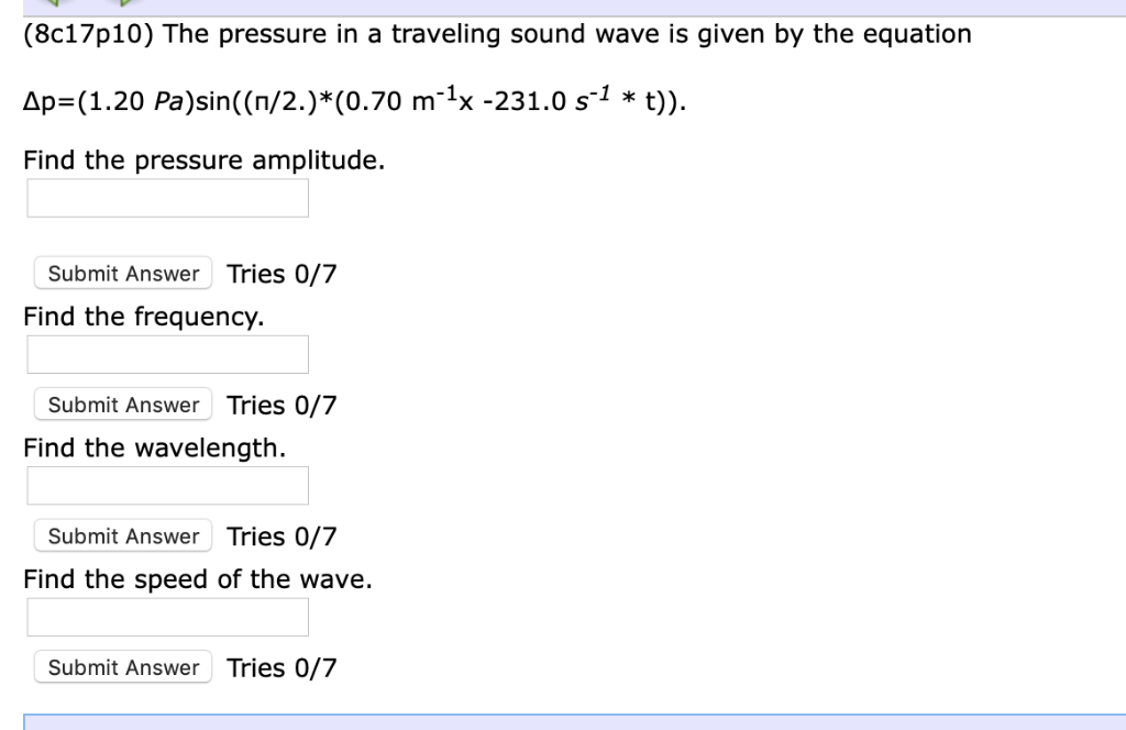 Solved The pressure in a traveling sound wave is given by | Chegg.com