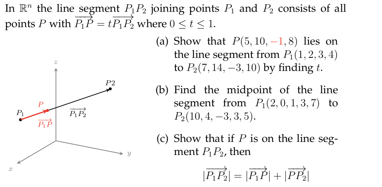 Solved In R” the line segment P1P2 joining points P1 and P2 | Chegg.com