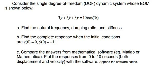 Solved Consider the single degree-of-freedom (DOF) dynamic | Chegg.com