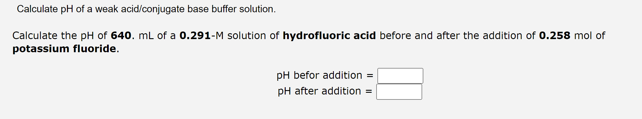 Solved Calculate pH of a weak acid/conjugate base buffer | Chegg.com
