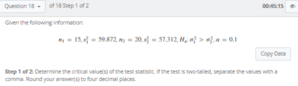Solved Step 2 of 2: Make a decision. Reject Null | Chegg.com